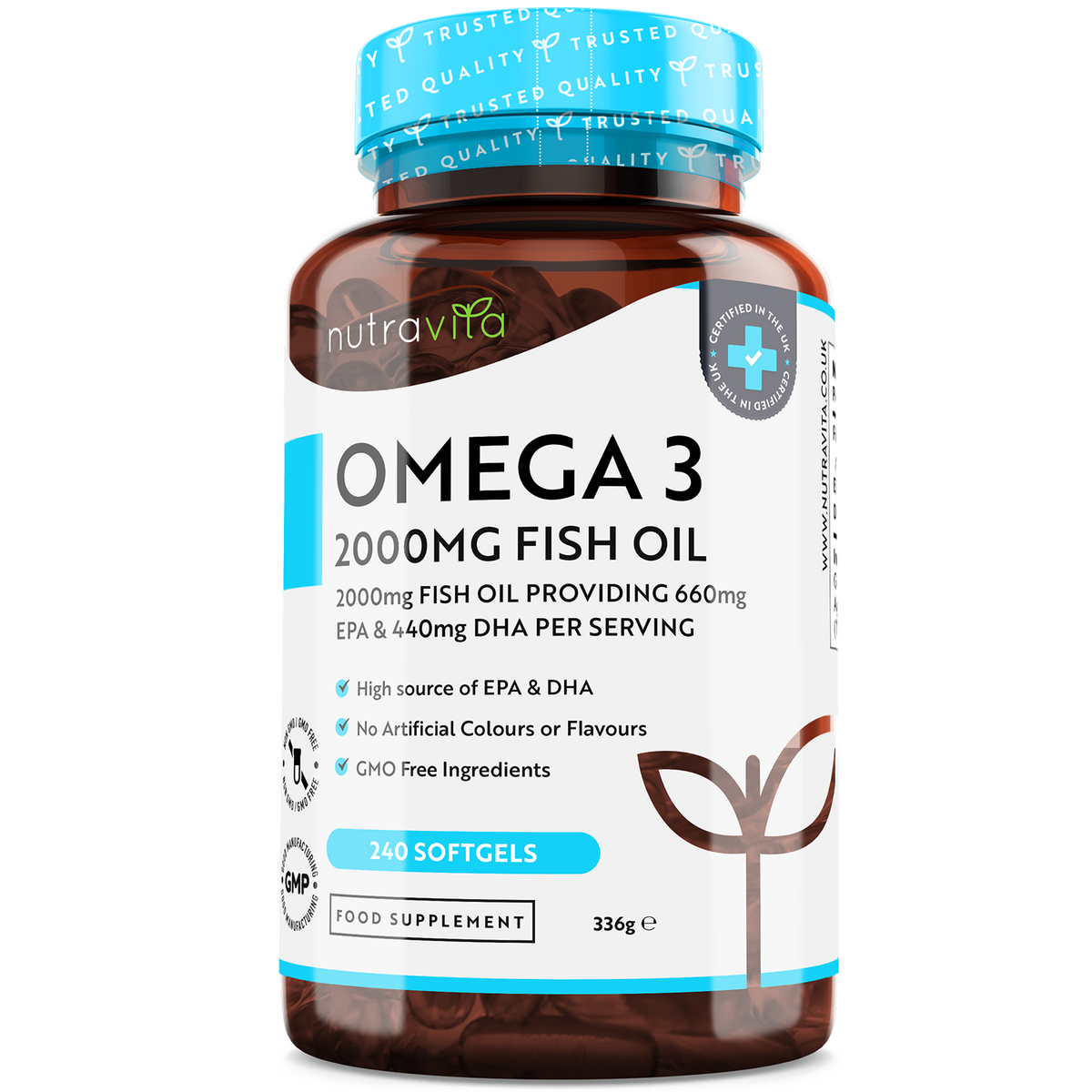 Omega 3 Fish Oil Supplements - Supports Brain & Vision - Nutravita ...