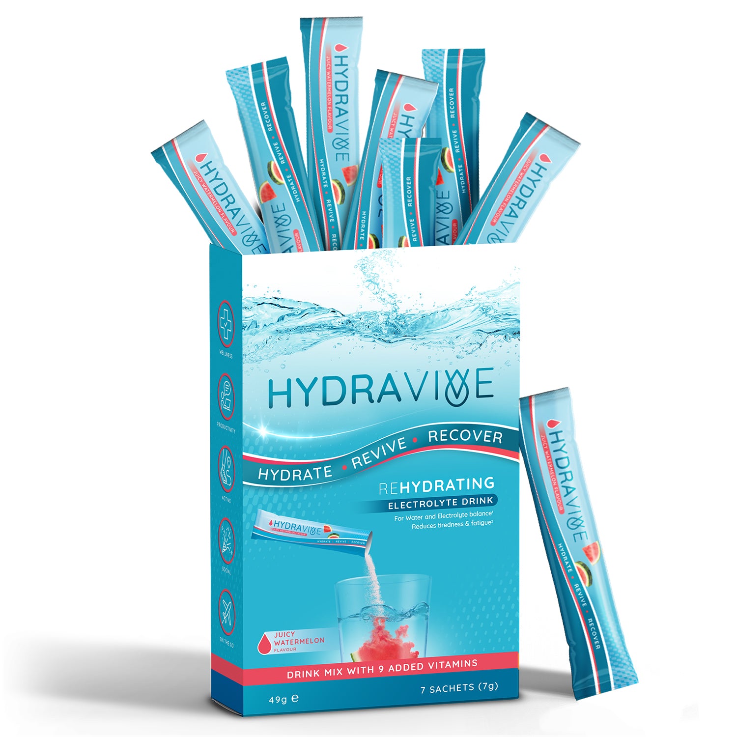 Hydravive Rapid Rehydration Electrolytes Powder - 21 Pack Watermelon ...