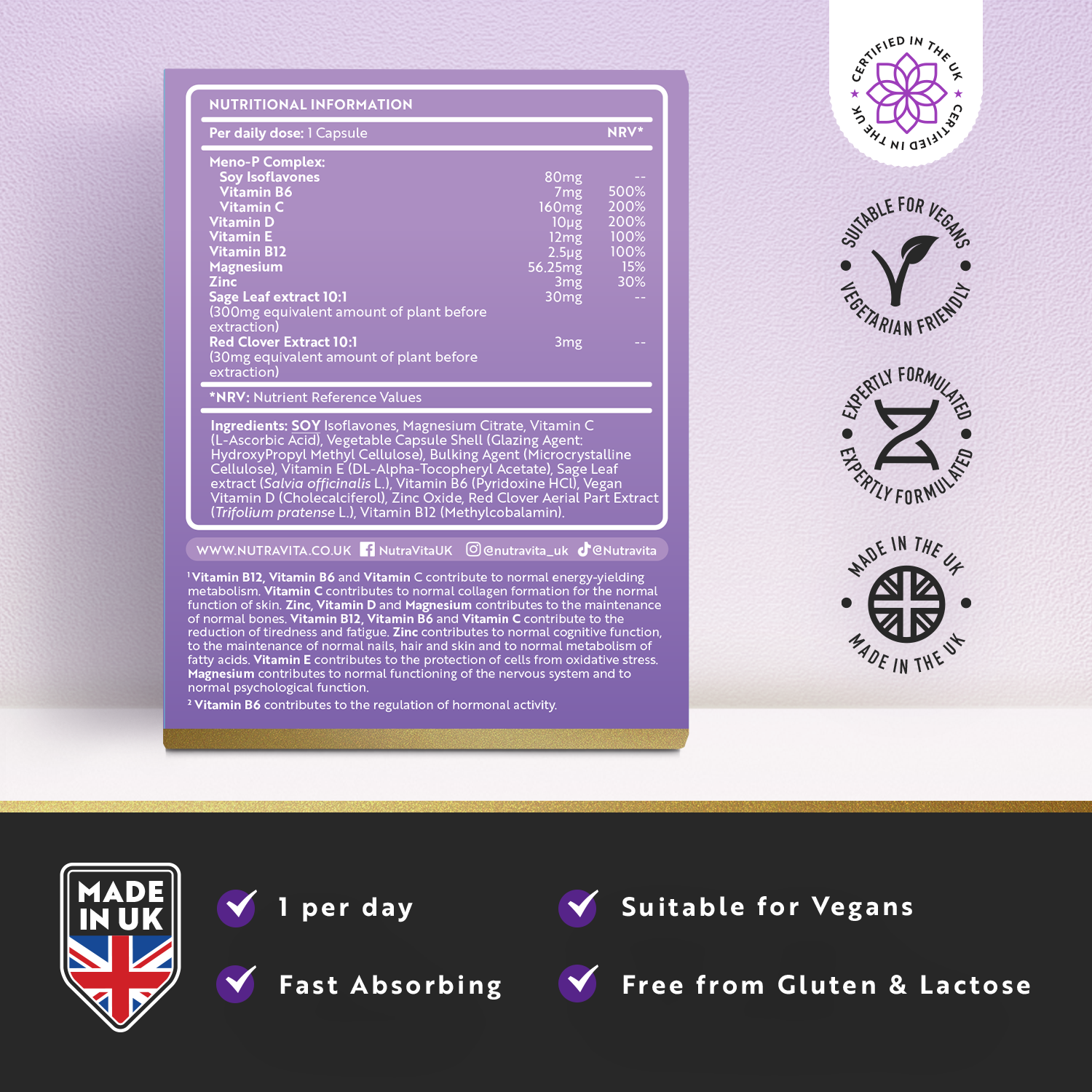 MenoBalance Perimenopause Daily Support - 90 Vegan Capsules — Nutravita ...