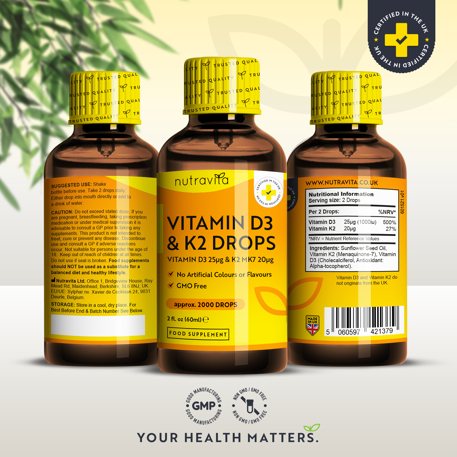 Vitamin D3 Drops | Vegetarian Drops Per Bottle | Nutravita — Nutravita ...